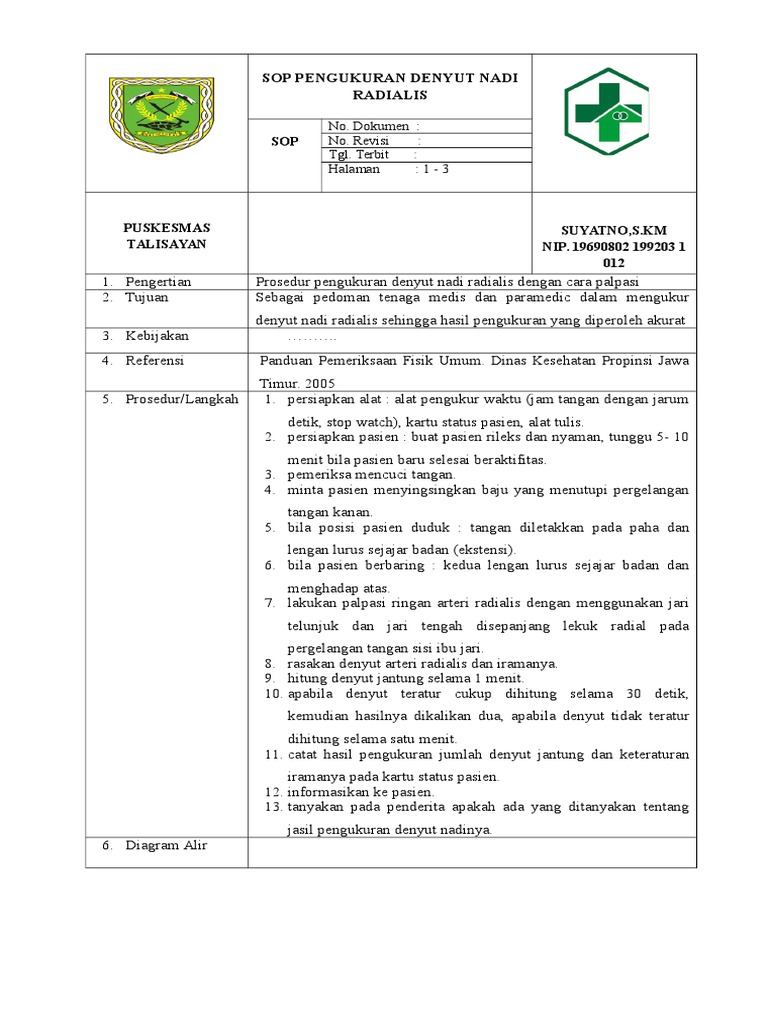 SOP Pengukuran Denyut Nadi Radialis | PDF | Sains & Matematika