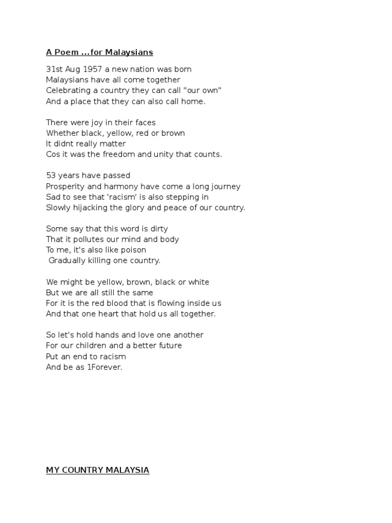 A Poem ... For Malaysians | PDF