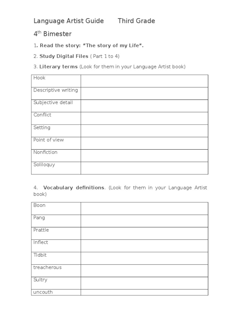 4th Bimester Language Arts Guide | PDF