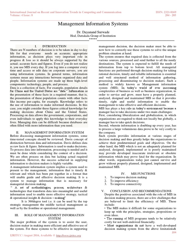 Management Information Systems | PDF | Management Information System ...