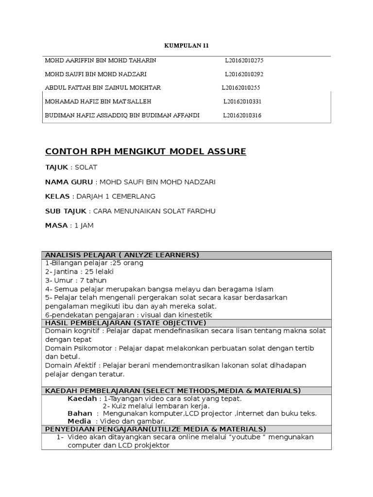 RPH Model Assure Lengkap | PDF