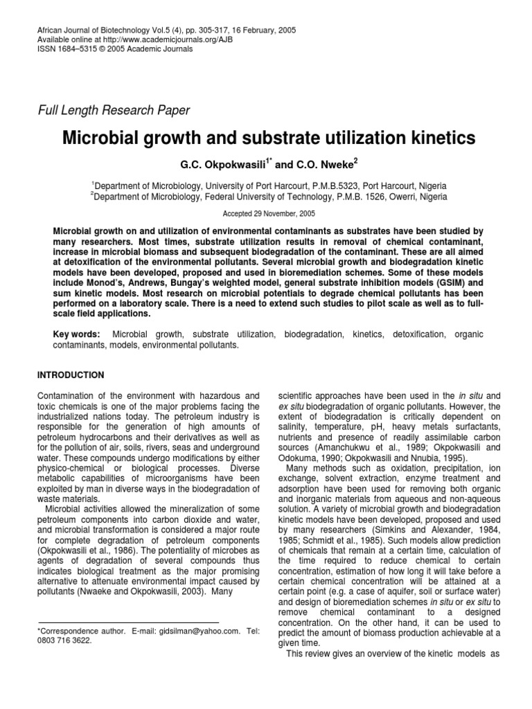 Microbial Growth and Substrate Utilization Kinetics PDF | PDF | Enzyme ...