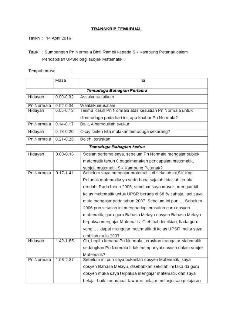 Transkrip Temubual | PDF