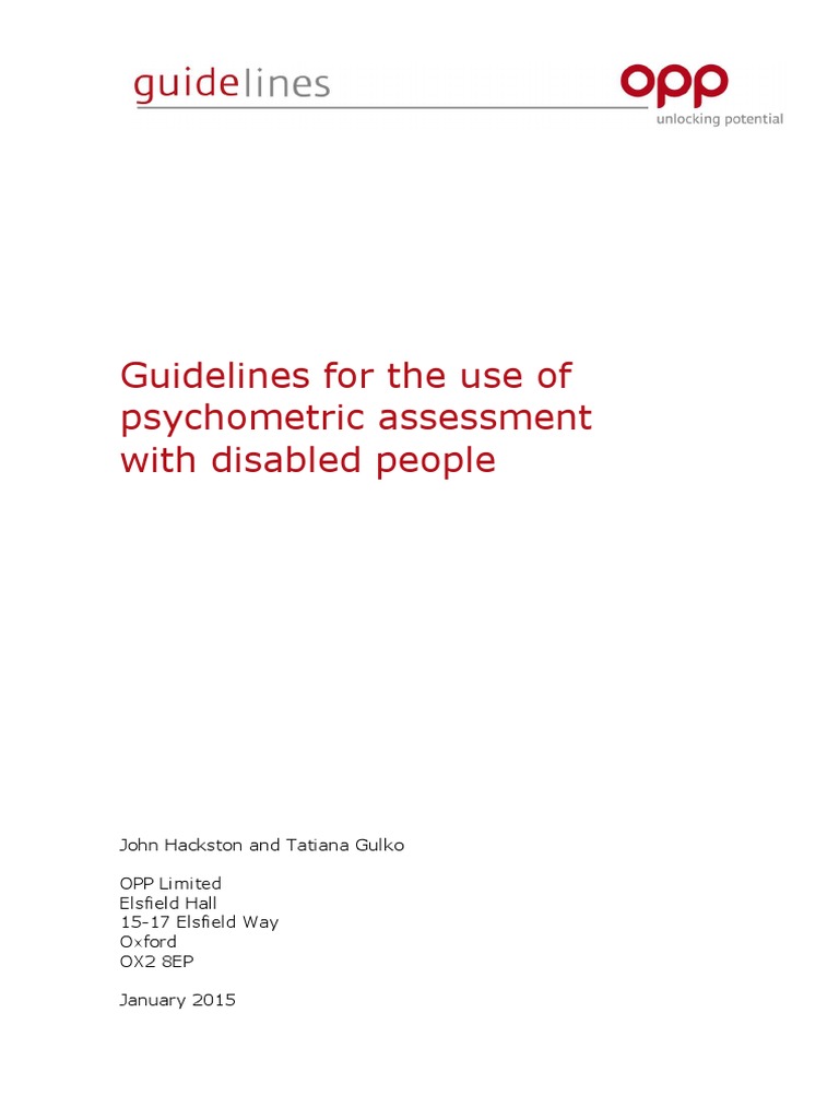 Disability Guidelines | PDF | Test (Assessment) | Disability