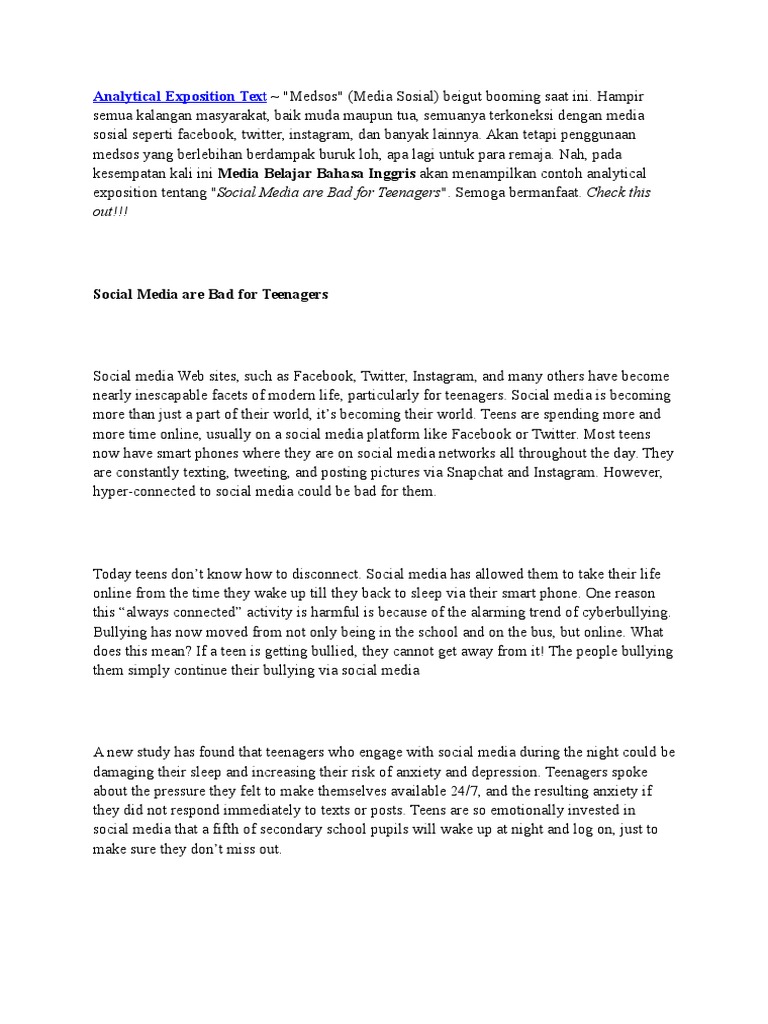 Analytical Exposition Text Social Media | PDF