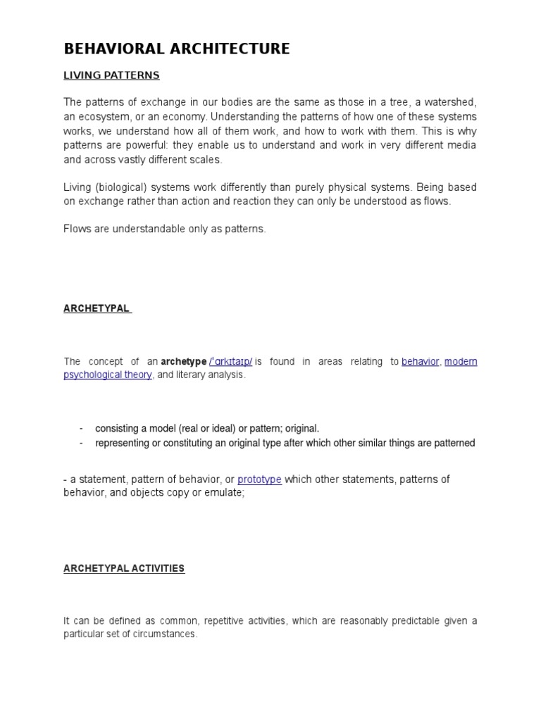 Behavioral Architecture 1 | PDF | Archetype | Neighbourhood