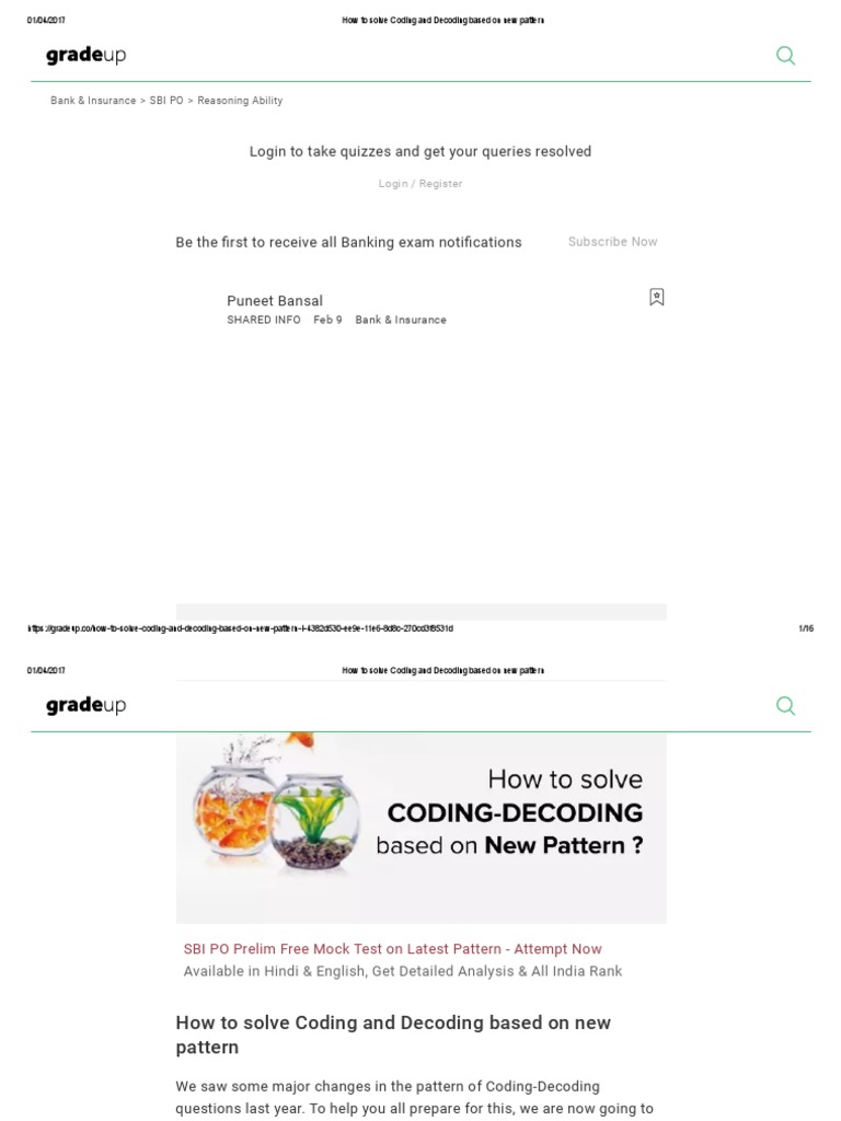 How To Solve Coding And Decoding Based On New Pattern Pdf Code Test Assessment 5409