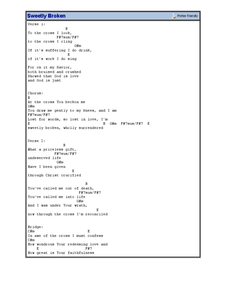 Sweetly Broken Guitar Chords