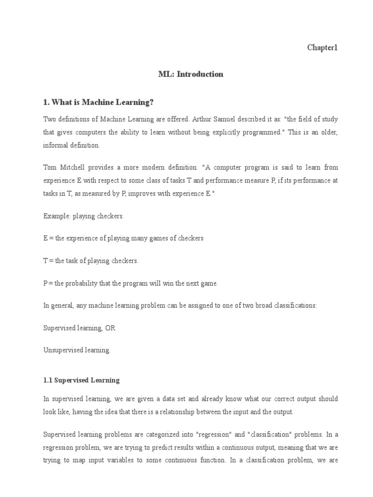 ML: Introduction 1. What Is Machine Learning? | PDF | Statistical ...