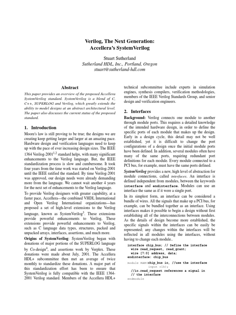 2002 Hdlcon Paper Systemverilog Pdf Data Type Array Data Type