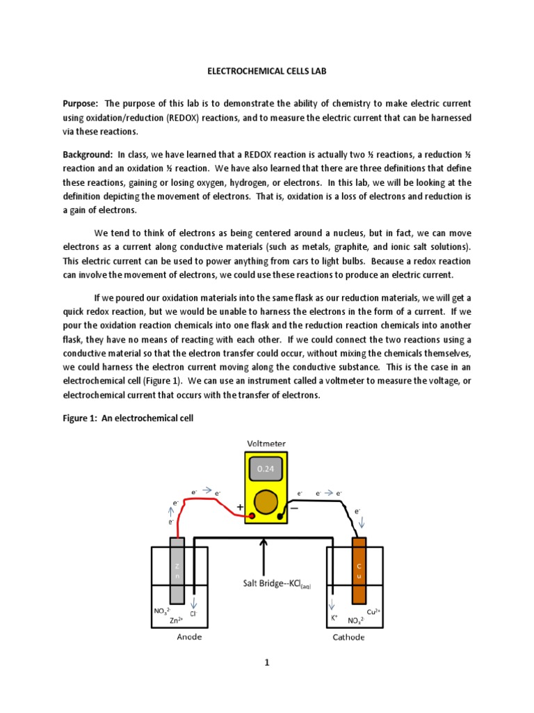 Electrochemical Cell Lab | PDF | Redox | Electrochemistry