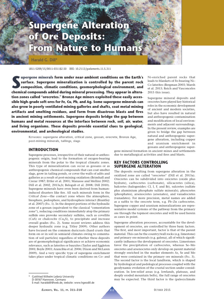 Supergene Alteration of Ore Deposits: From Nature To Humans: Harald G ...