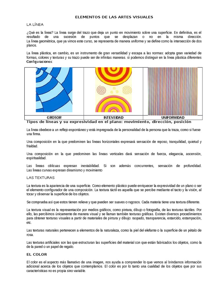 Elementos de las artes visuales: línea, textura y color | PDF ...