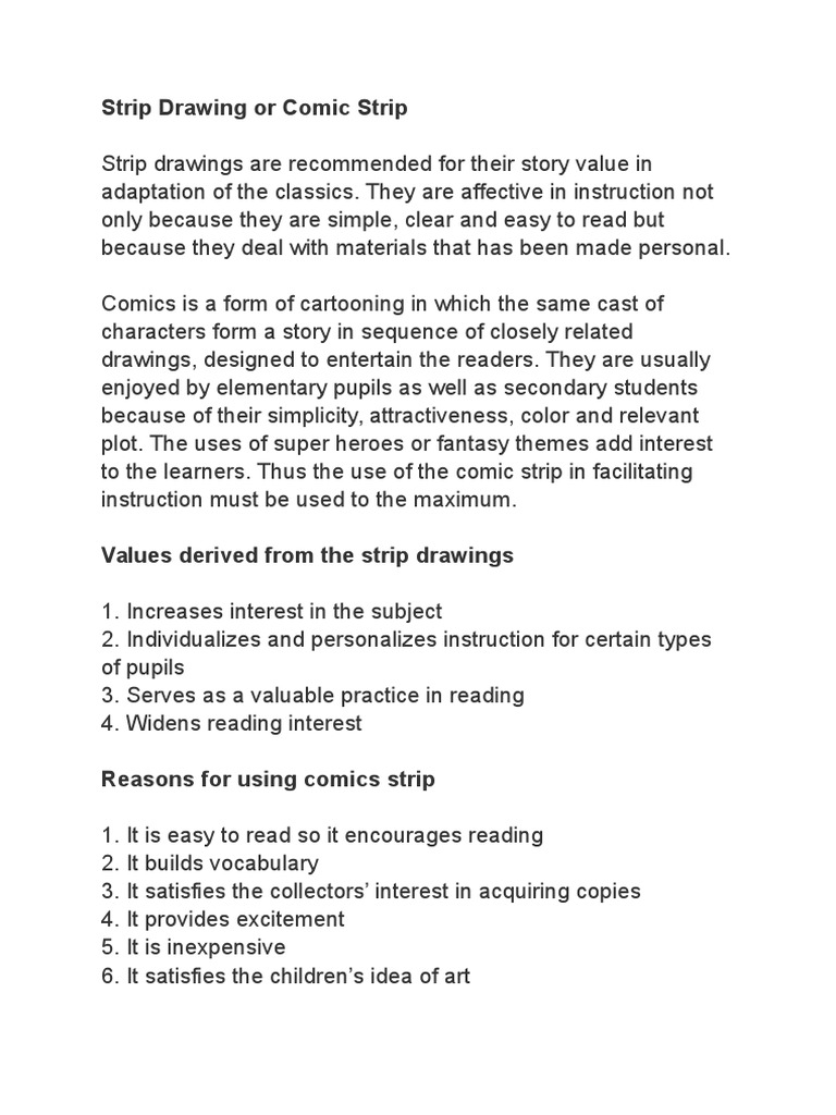 Strip Drawing or Comic Strip | PDF | Comics | Reading Comprehension