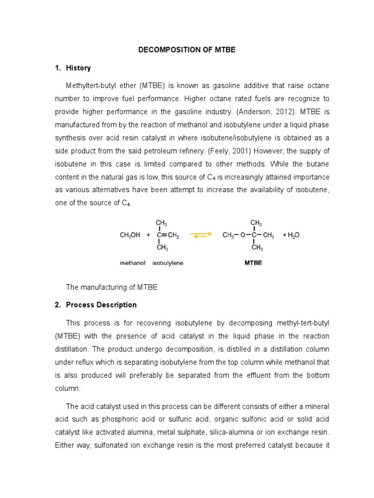 Decomposition of Mtbe | PDF | Chemical Reactions | Gasoline