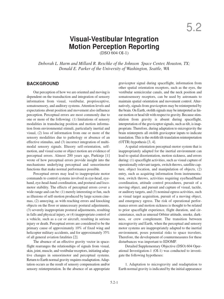 Visual-Vestibular Integration Motion Per | PDF | Vestibular System ...
