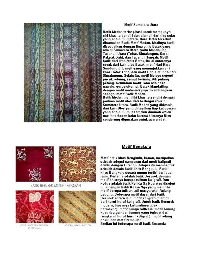 Ragam Motif Batik Sumatera Utara | PDF