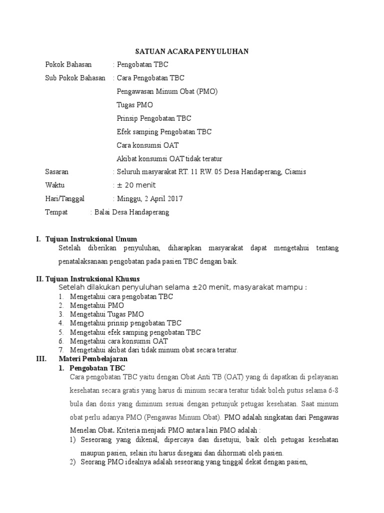 Sap Pengobatan TBC - Pmo TBC | PDF | Kesehatan Holistik | Sains ...