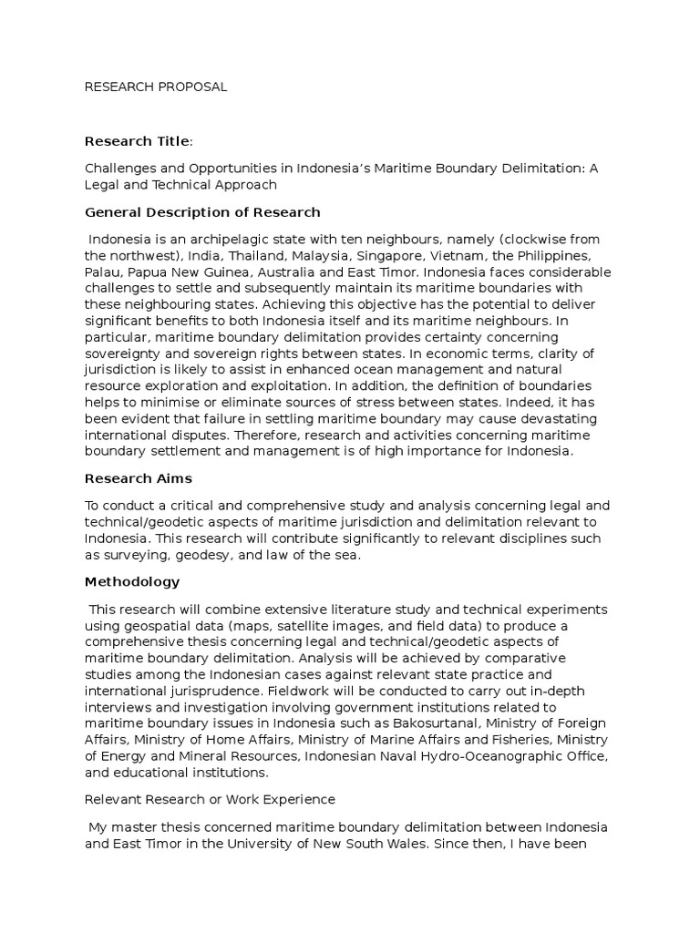 Contoh Research Proposal | PDF | Indonesia | Law Of The Sea