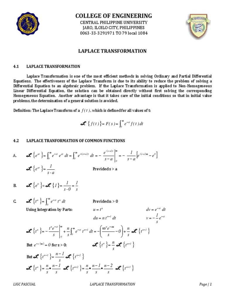 Laplace Transformation PDF | PDF | Equations | Laplace Transform