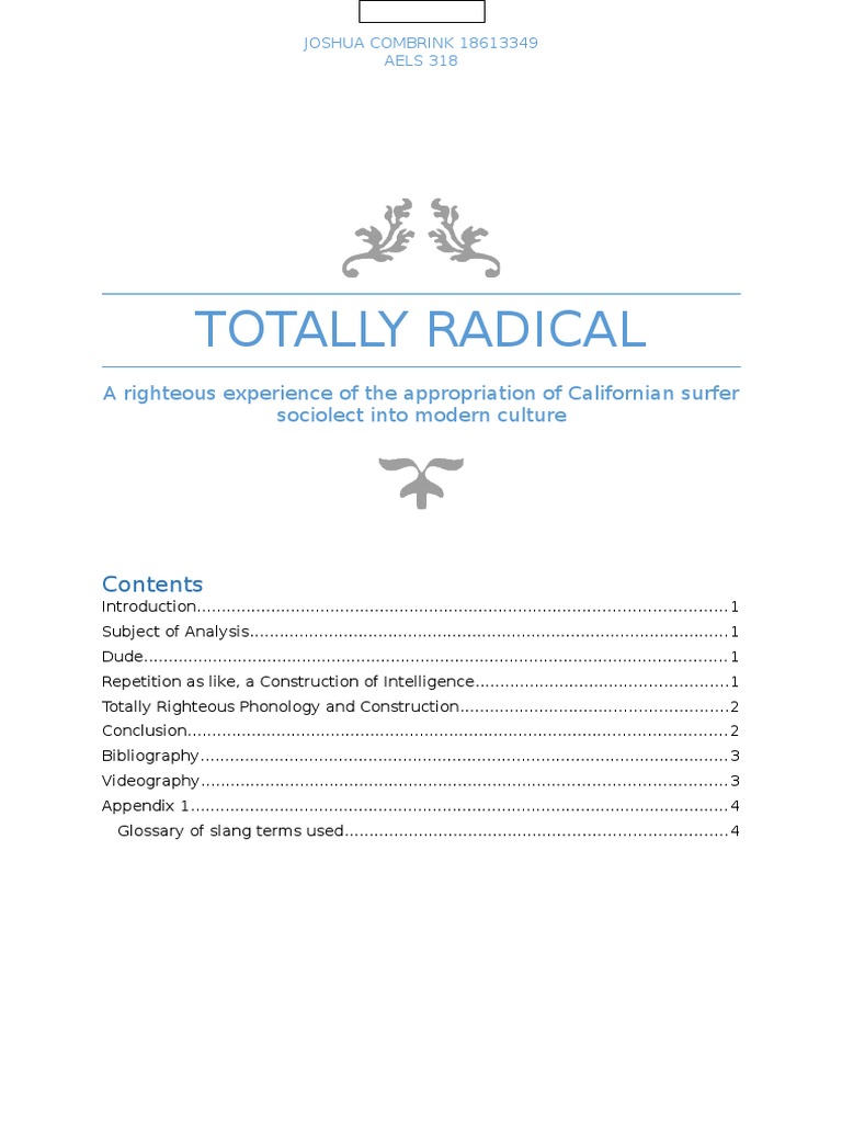 Totally Radical Dude | PDF | Slang | Lexicology