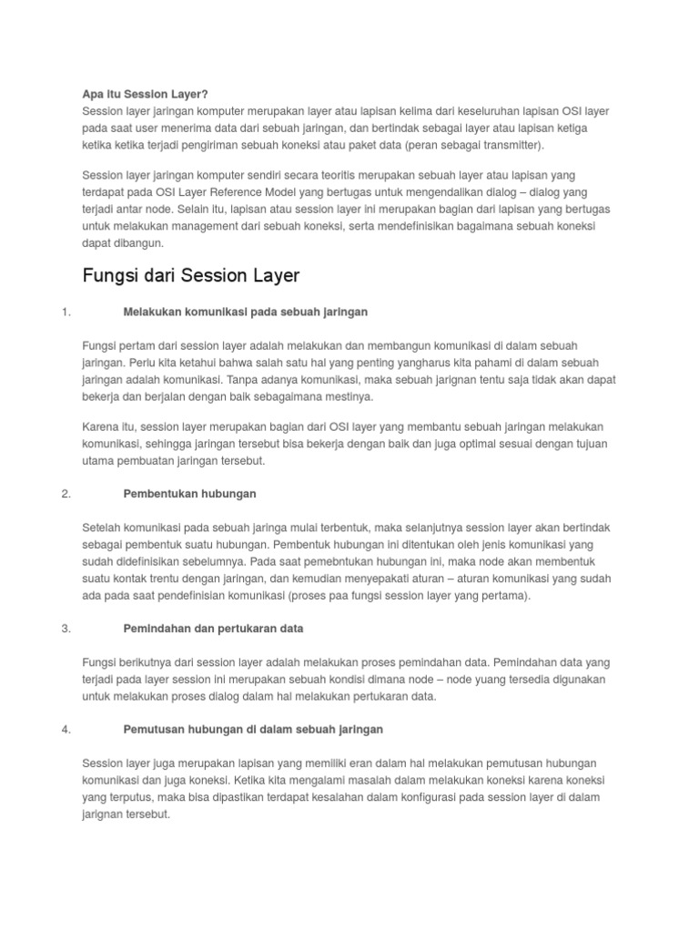 Apa Itu Session Layer | PDF