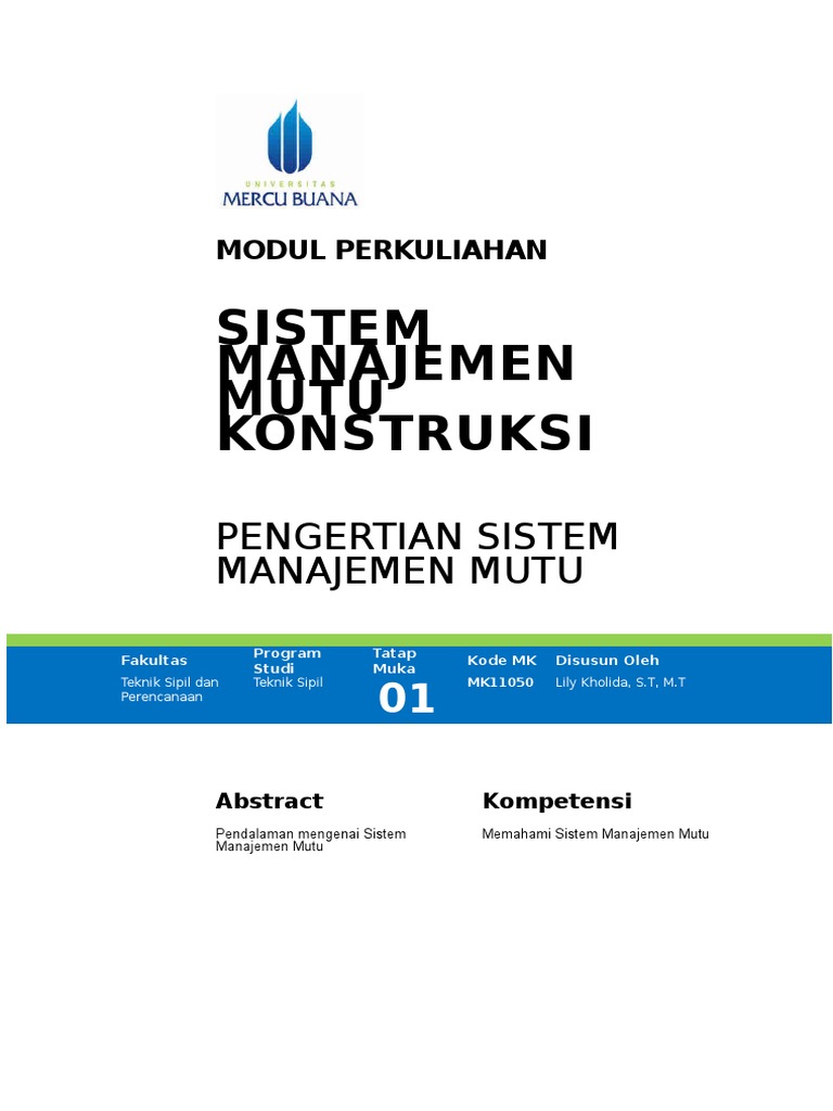 Sistem Manajemen Mutu Konstruksi | PDF