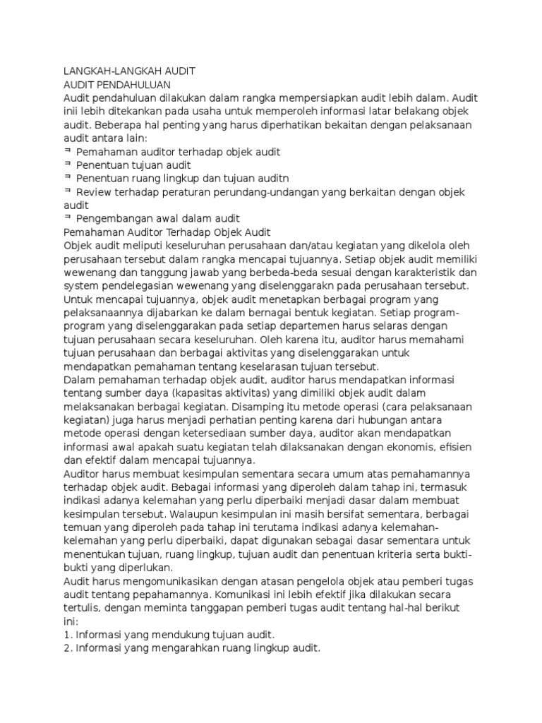 Langkah-Langkah Audit Pendahuluan | PDF