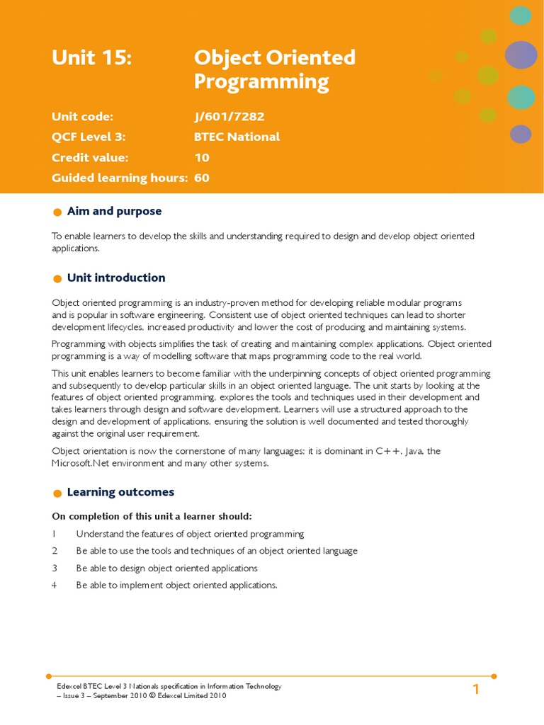 Unit 15 Object Orientated Programming PDF | PDF | Method (Computer ...