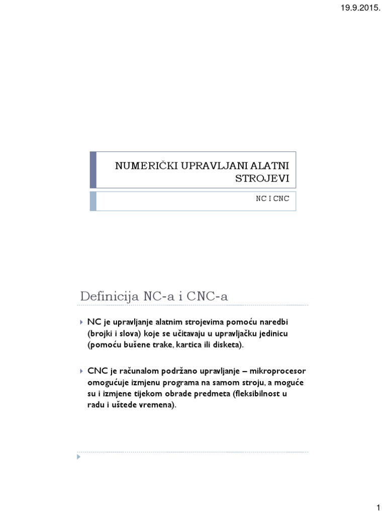 Numericki Upravljani Alatni Strojevi | PDF