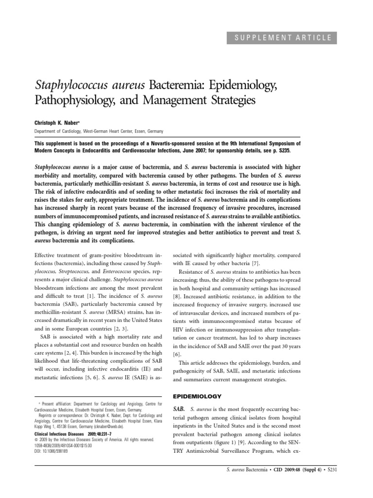 2009 Staph Aureus Bacteremia | PDF | Methicillin Resistant Staphylococcus Aureus ...