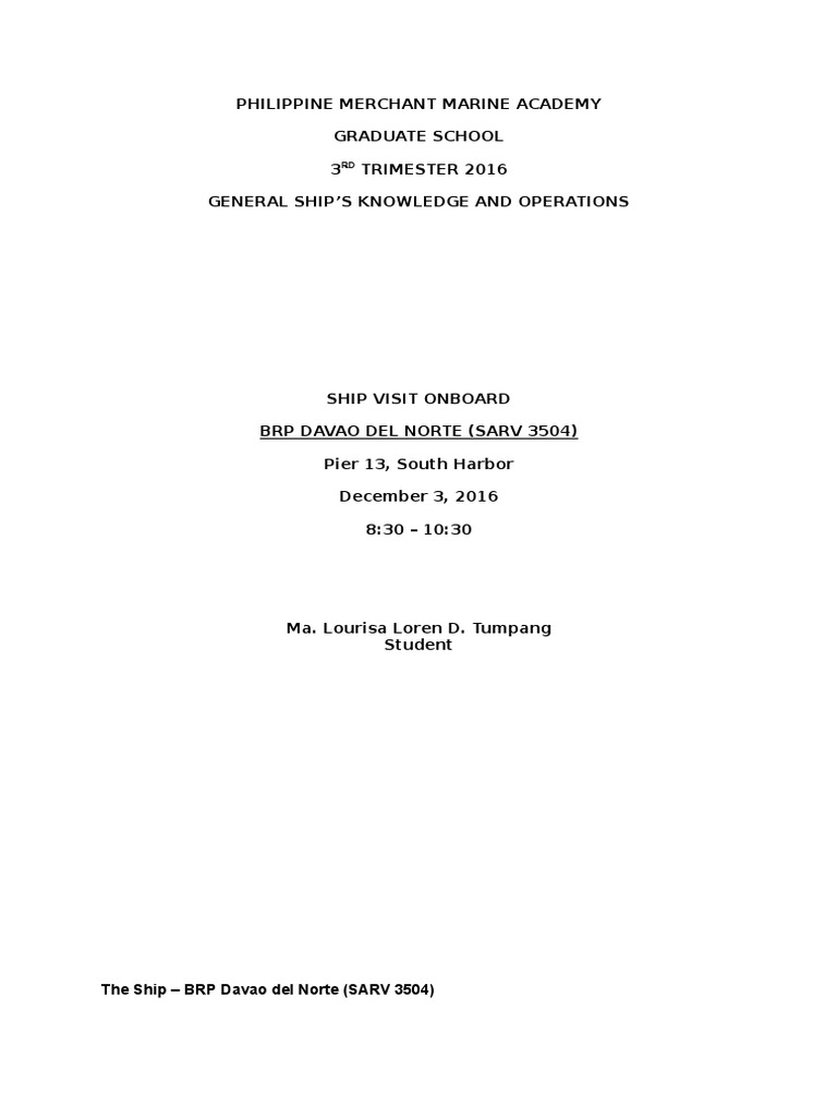 Ship Visit Report Tumpang | PDF | Sailor | Ships