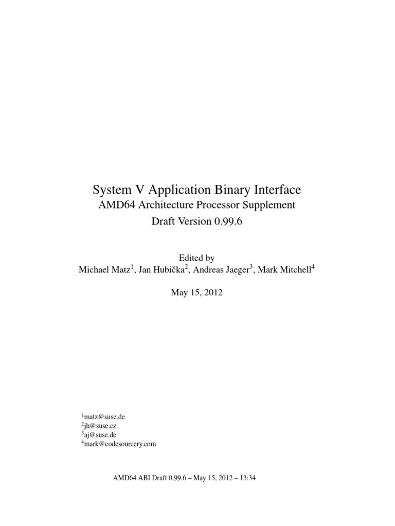 System V Application Binary Interface Amd64 Architecture Processor Supplement Pdf Integer 