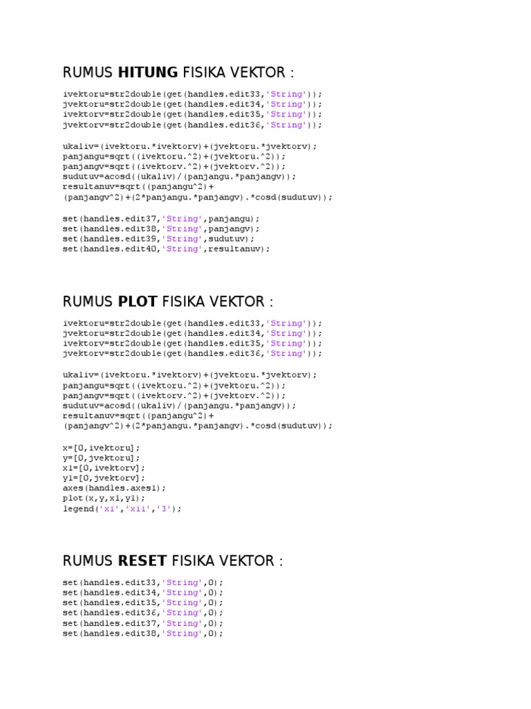 Rumus Hitung Fisika Vektor:: 'String' 'String' 'String' 'String' | PDF