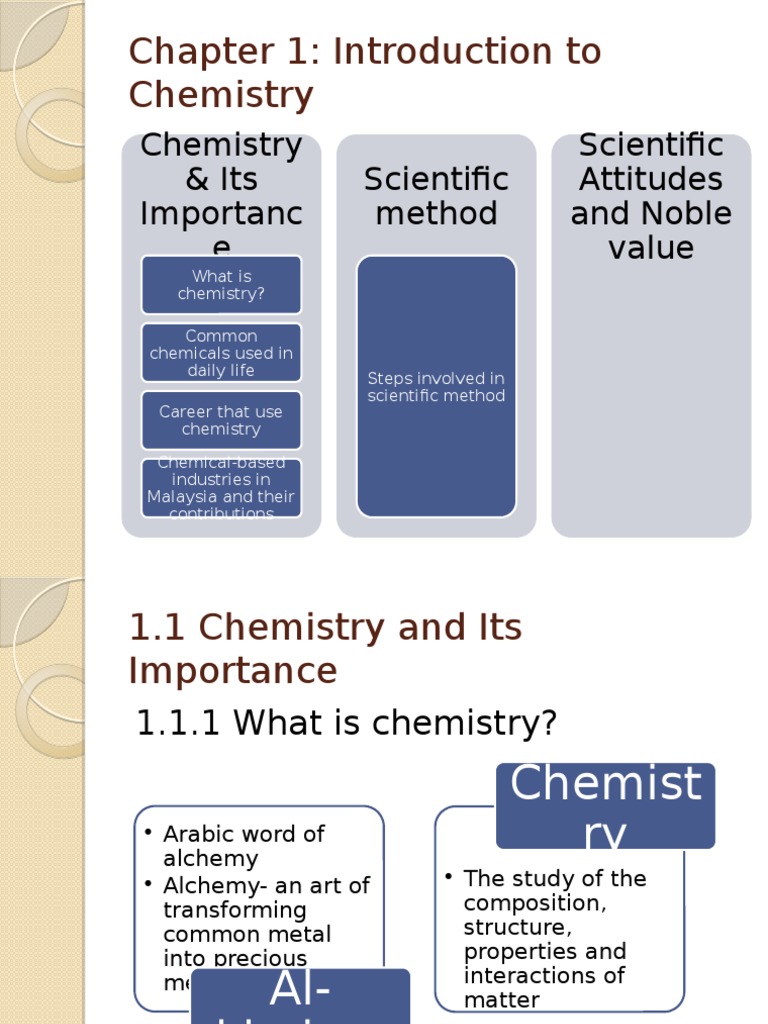 Chapter 1: Introduction To Chemistry: Chemistry & Its Importanc e ...