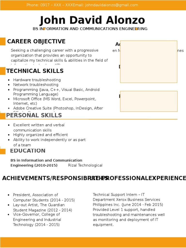 John David Alonzo: Career Objective | PDF | Computers