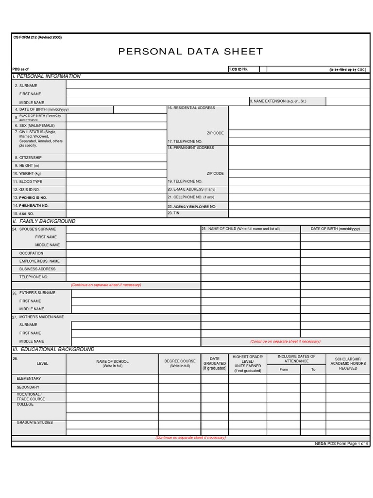 Neda Pds Form Fillable 20150721 | PDF | Government Information | Social Institutions