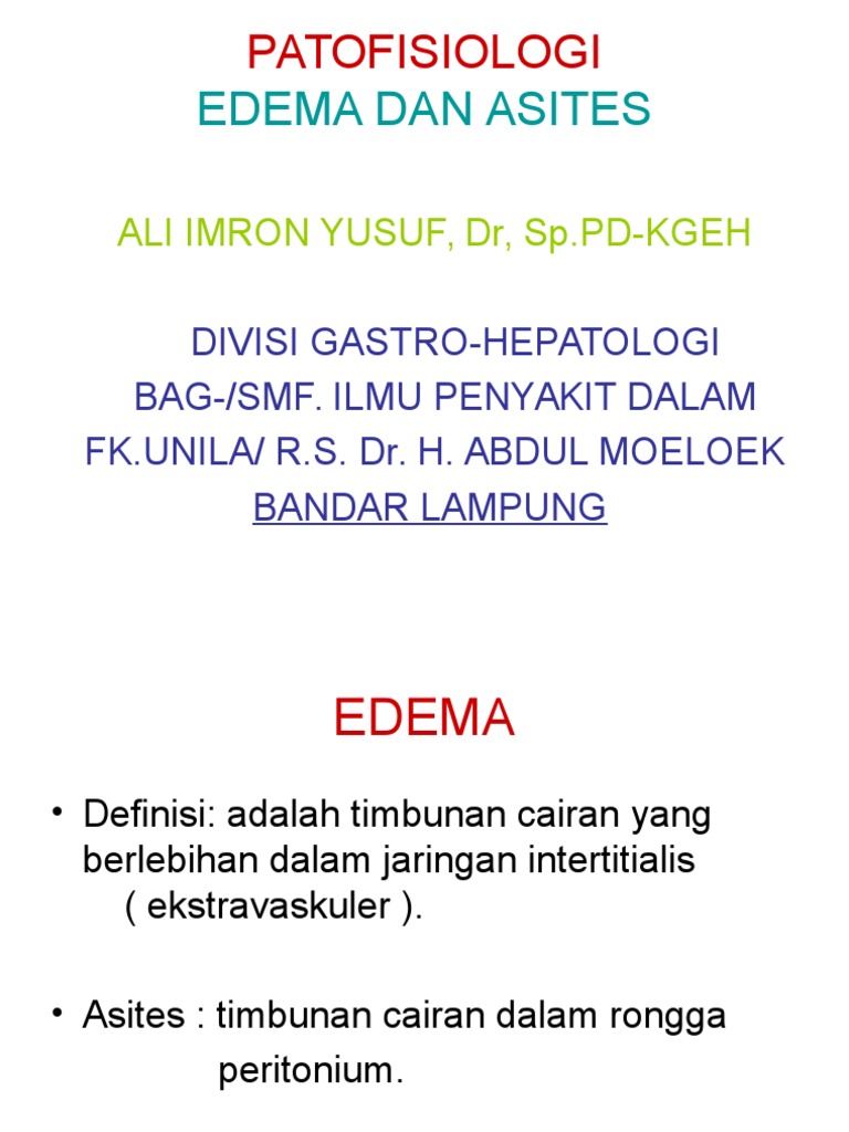 Patofisiologi Edema Dan Asites | PDF