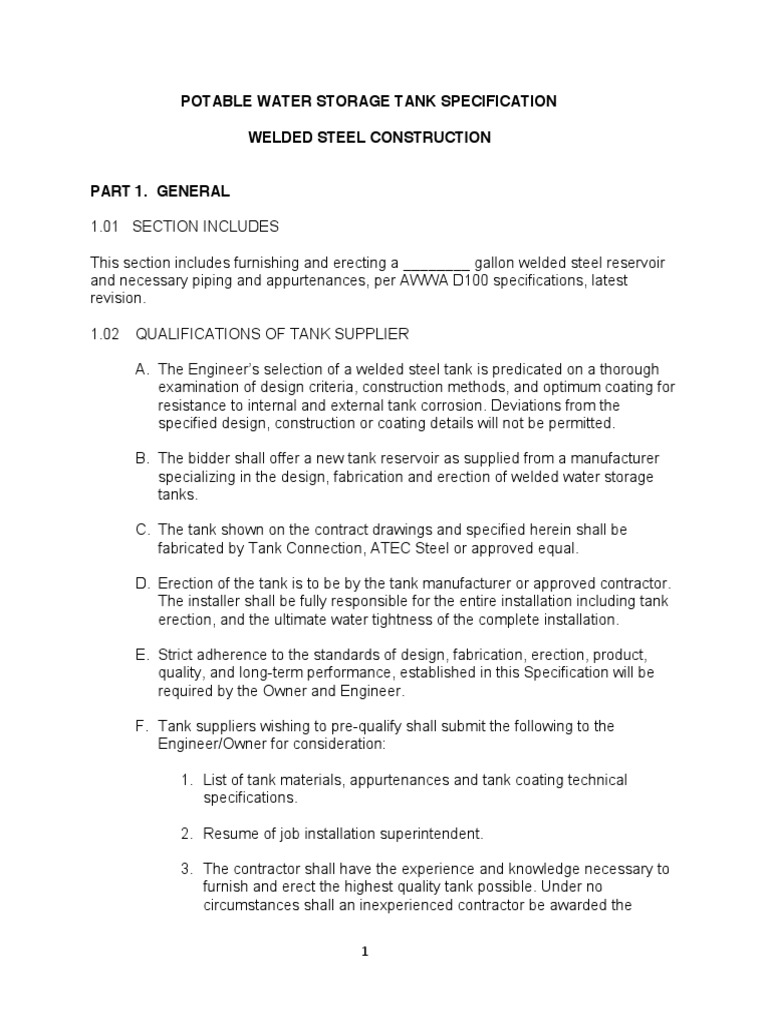 Awwa d100 Potable | PDF | Pipe (Fluid Conveyance) | Specification ...