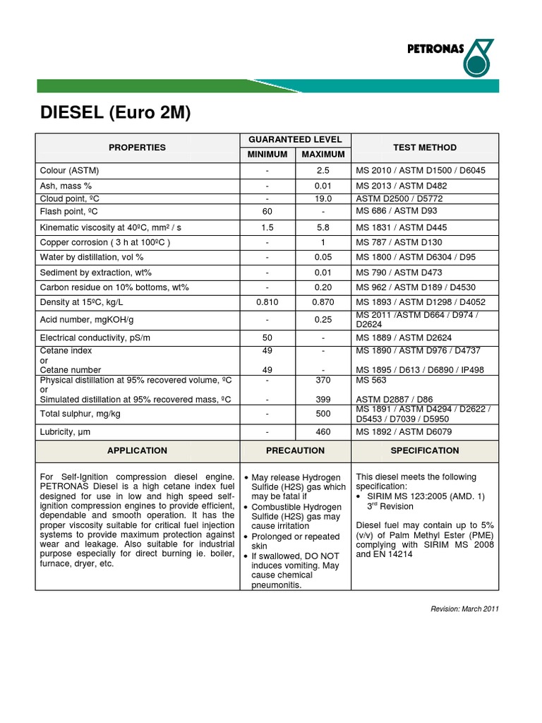 Diesel Euro 2M - Specification | PDF | Diesel Engine | Diesel Fuel
