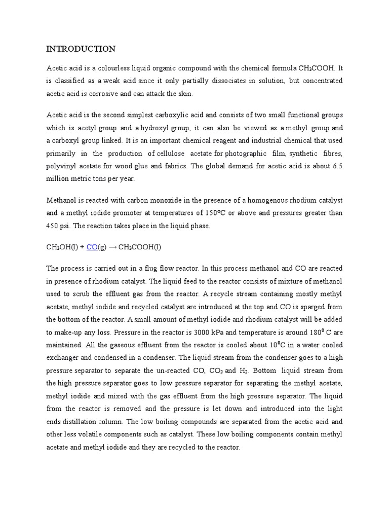Production of Acetic Acid via Carbonylation of Methanol: A Process ...