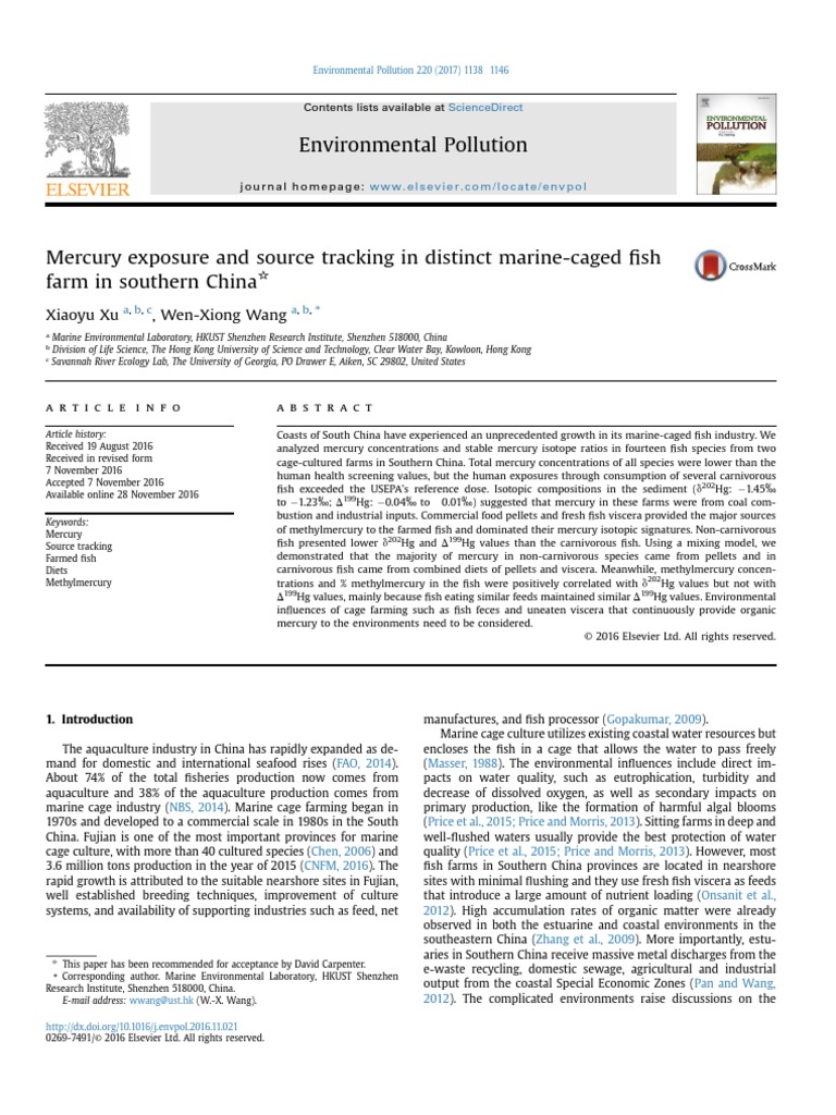 9-Mercury Exposure and Source Tracking in Distinct Marine | PDF ...