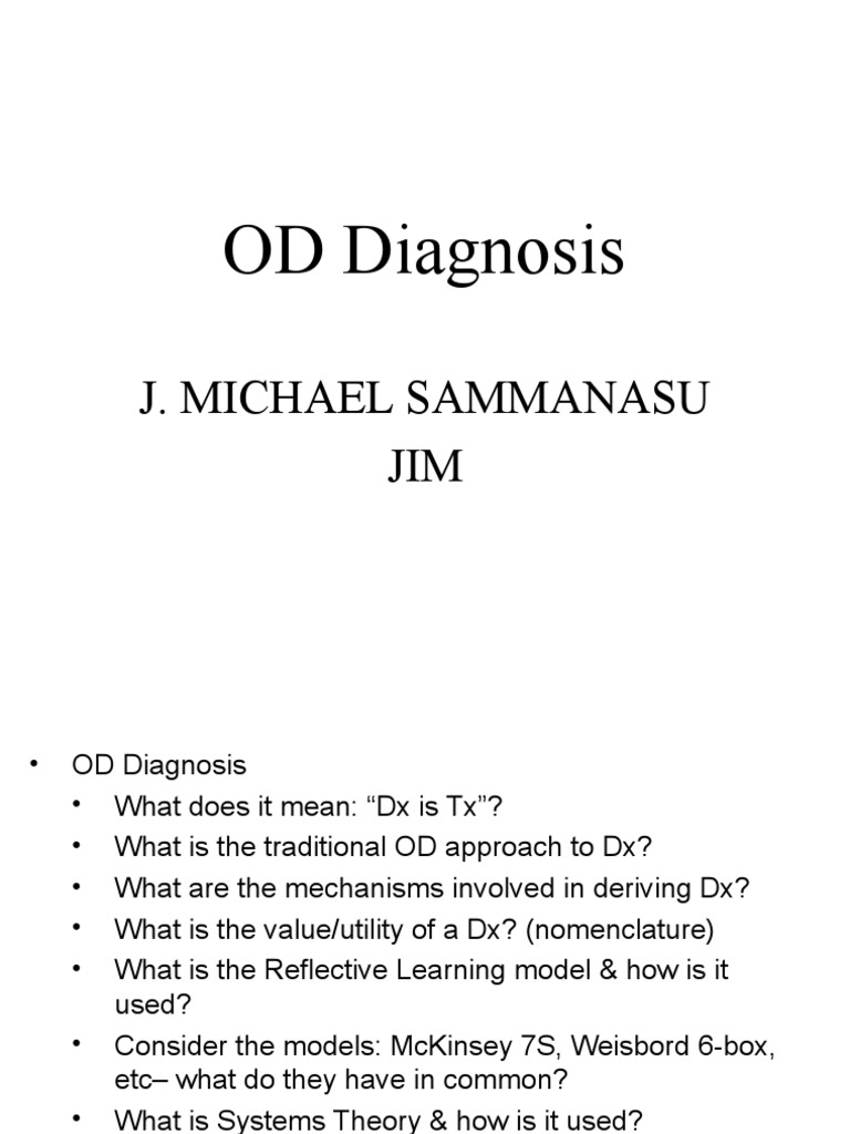 OD Diagnosis: J. Michael Sammanasu JIM | PDF | Medical Diagnosis | System