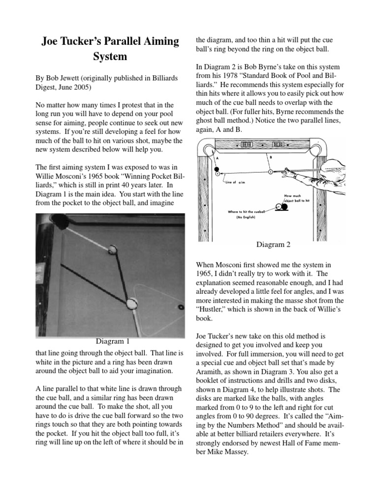 Joe Tucker's Parallel Aiming System: Diagram 2 | PDF | Pool (Cue Sports ...