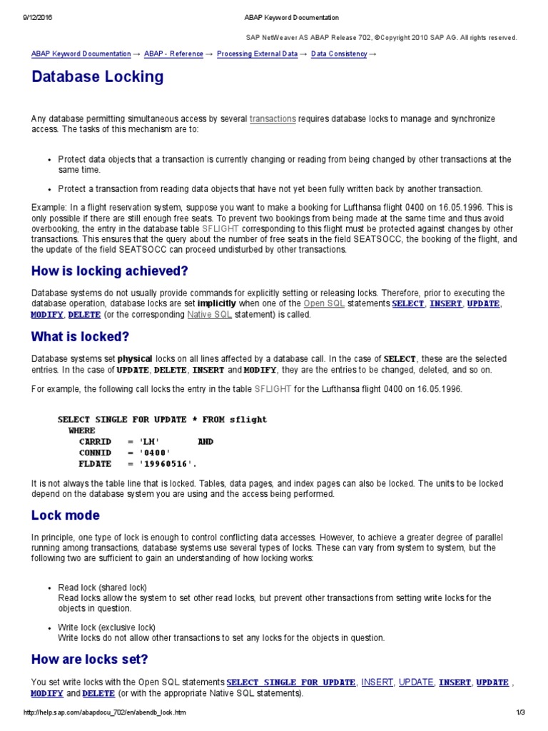 ABAP Keyword Documentation2 | PDF | Database Transaction | Databases