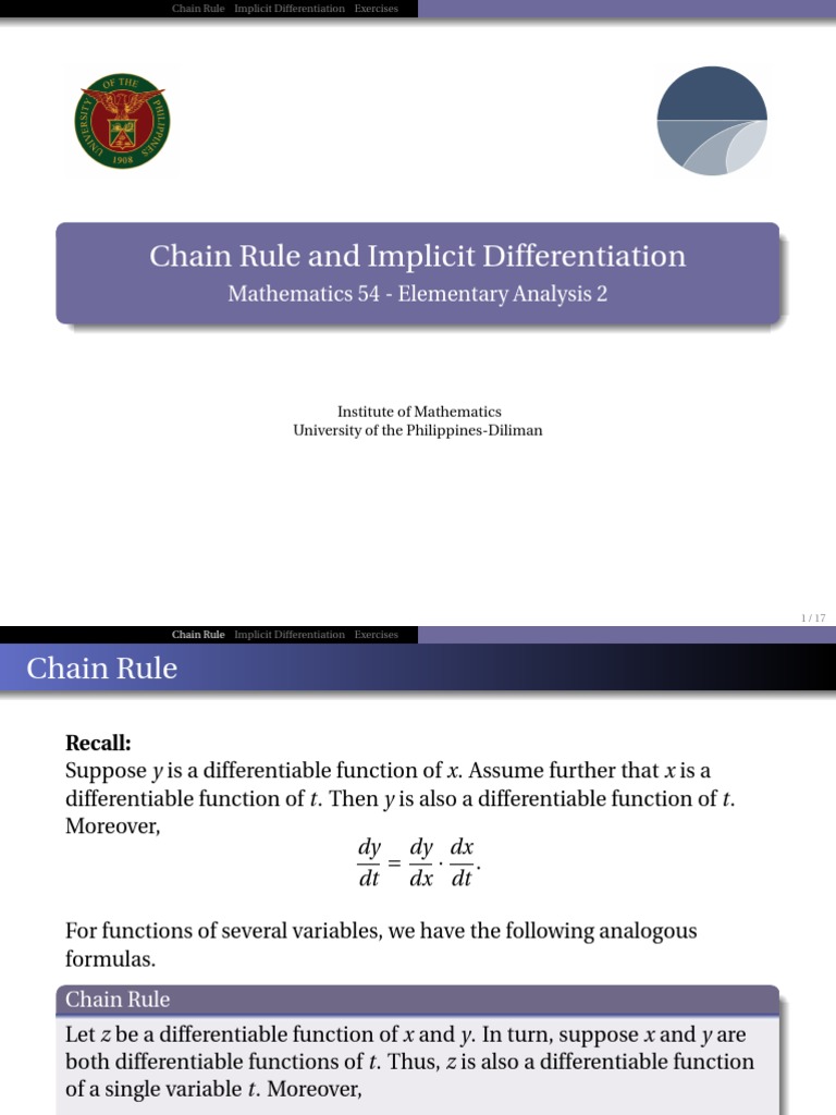 Chain Rule and Implicit Differentiation Guide | PDF | Derivative ...