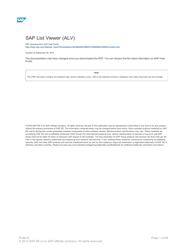 SAP List Viewer (ALV) | PDF | Class (Computer Programming) | Object ...