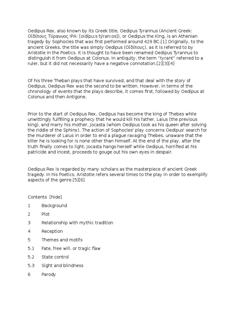 Oedipus Rex | PDF | Ancient Thebes (Boeotia) | Theban Mythology