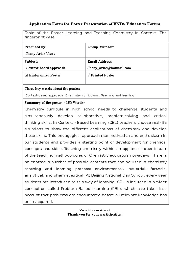 Poster Presentation Application-3 | PDF