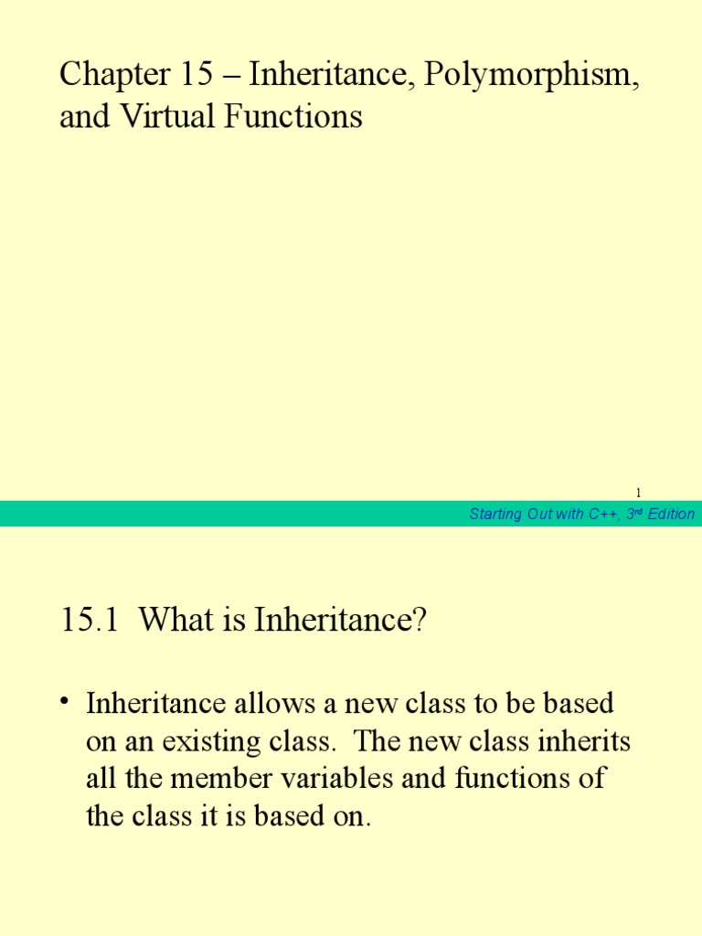 Chapter 15 Inheritance Polymorphism And Virtual Functions Pdf C Inheritance Object